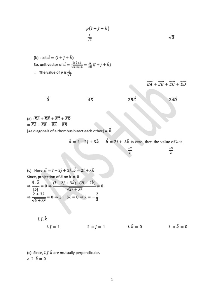 Vector Calculations and Properties Explained | PDF | Euclidean Vector ...