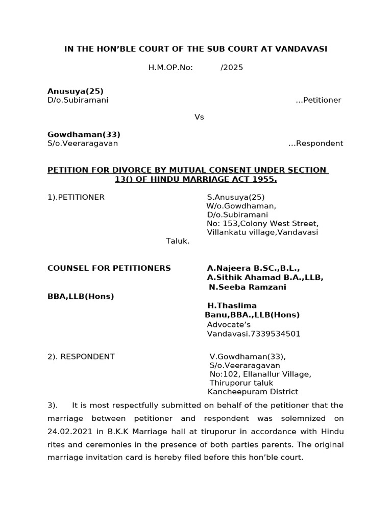 Anushya Vs Gowdhanman Divorce | PDF | Marriage | Justice