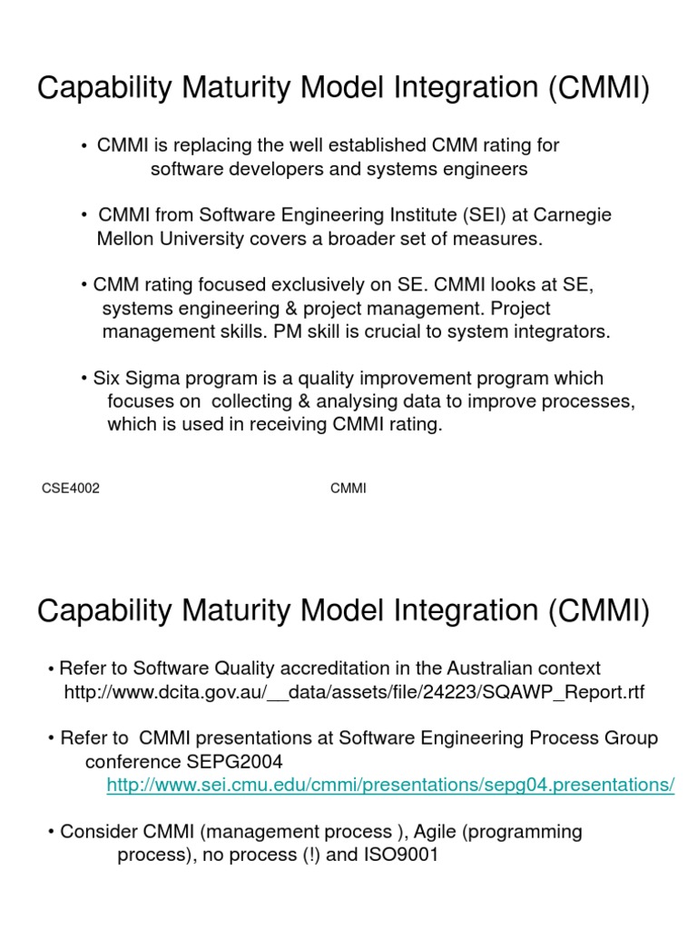 Capability Maturity Model Integration (CMMI) | PDF