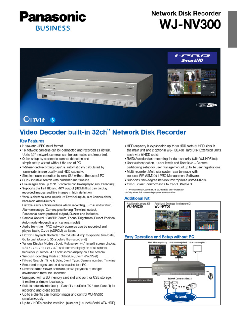 WJ-NV300 Network Disk Recorder Features | PDF | Hard Disk Drive | File ...