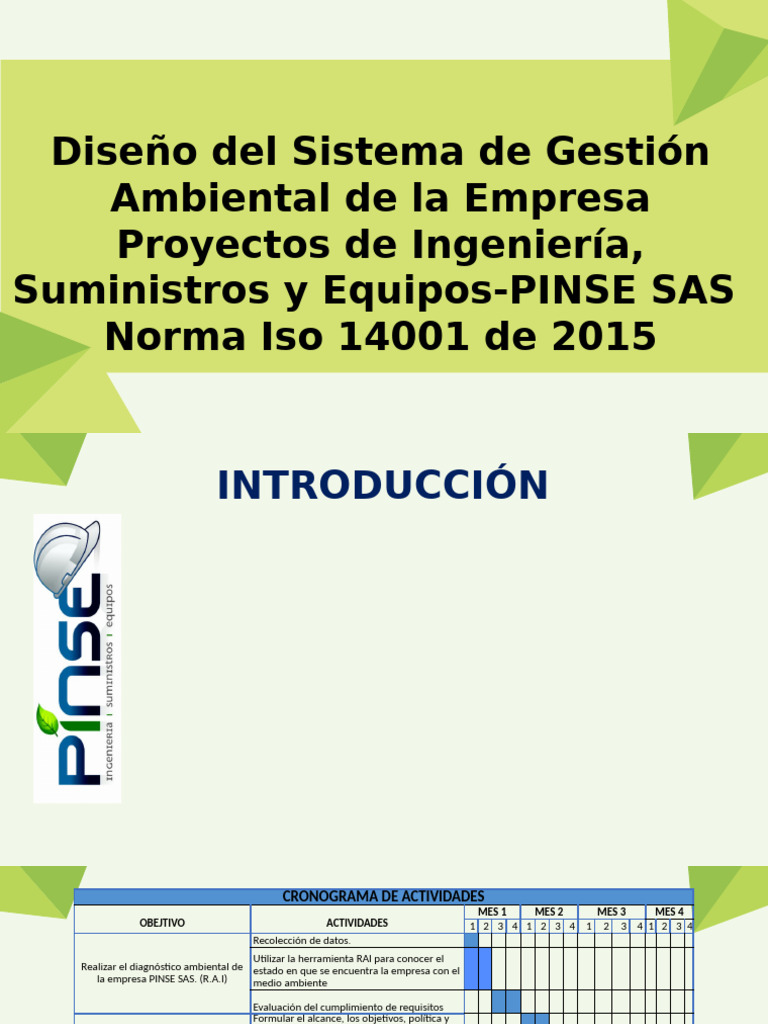 Sistema de Gestión Ambiental ISO 14001 PINSE SAS | PDF | Política de ...