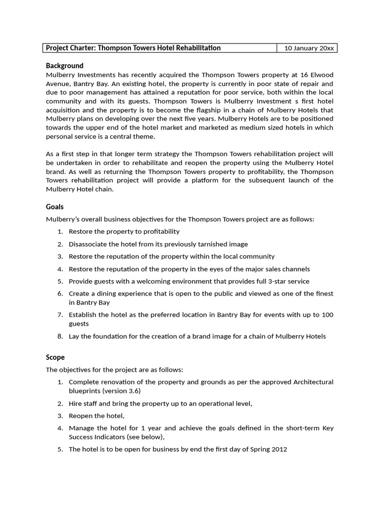 Thompson Towers Hotel Rehab Plan | PDF