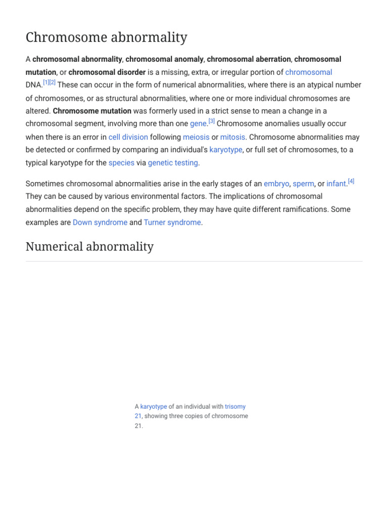 Chromosomal Abnormalities Explained | PDF | Biological Processes | Cell ...