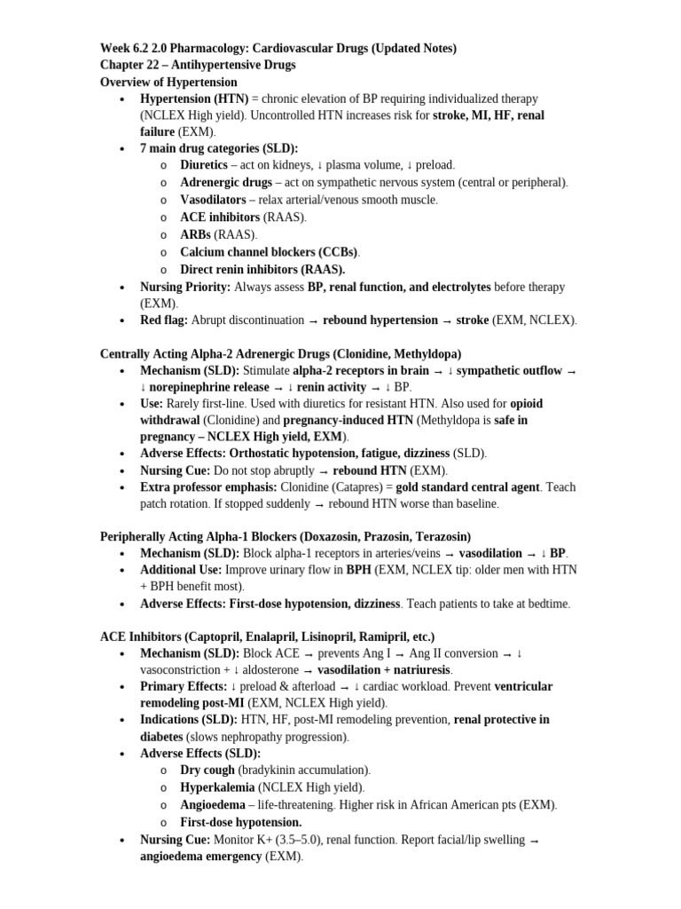 Pharmacology Notes Pharmacology: Cardiovascular Drugs | PDF | Medical ...