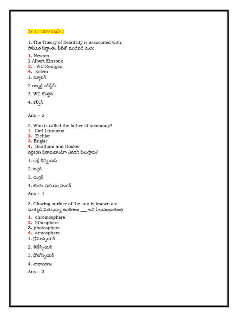 General Science & GK Questions 2 by SRINIVASMech | PDF