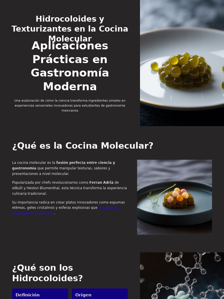 Hidrocoloides y Texturizantes en La Cocina Molecular | PDF | Cocinando