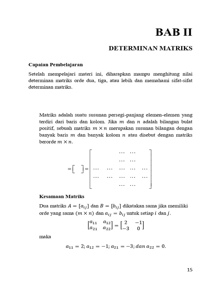 Determinan Matriks: Konsep dan Metode | PDF