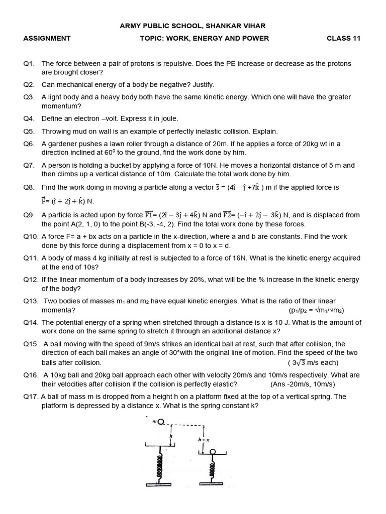 APS Phy - XI, Work, Energy and Power (Mod) | PDF | Momentum | Collision