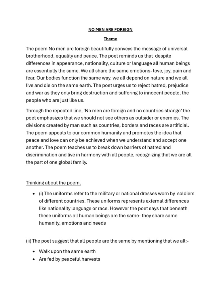 Mind Map: No Men Are Foreign Analysis | PDF