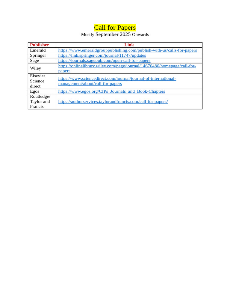 Call For Papers | PDF