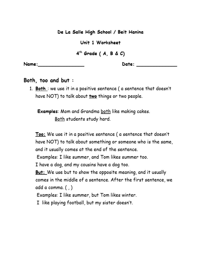 Yazan Kak - 4th Grade. Unit 1, Lesson 1 Worksheet | PDF