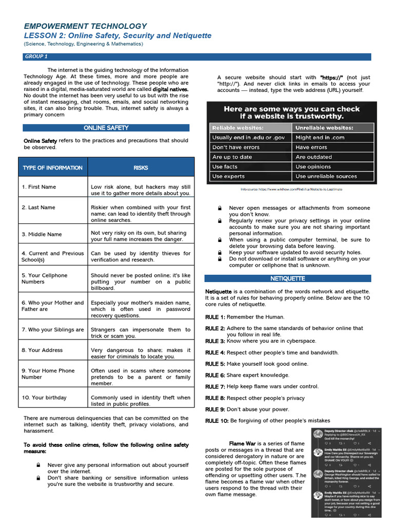 Grade 11 Empowerment Technology Module 1 Quarter 1 | PDF | Malware ...