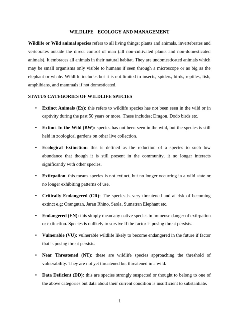 Wildlife Ecology and Species Management | PDF | Ecosystem | Endangered ...