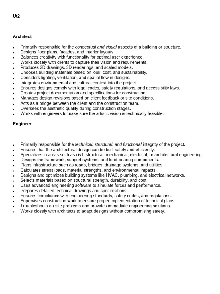 Architect vs Engineer: Roles Explained | PDF