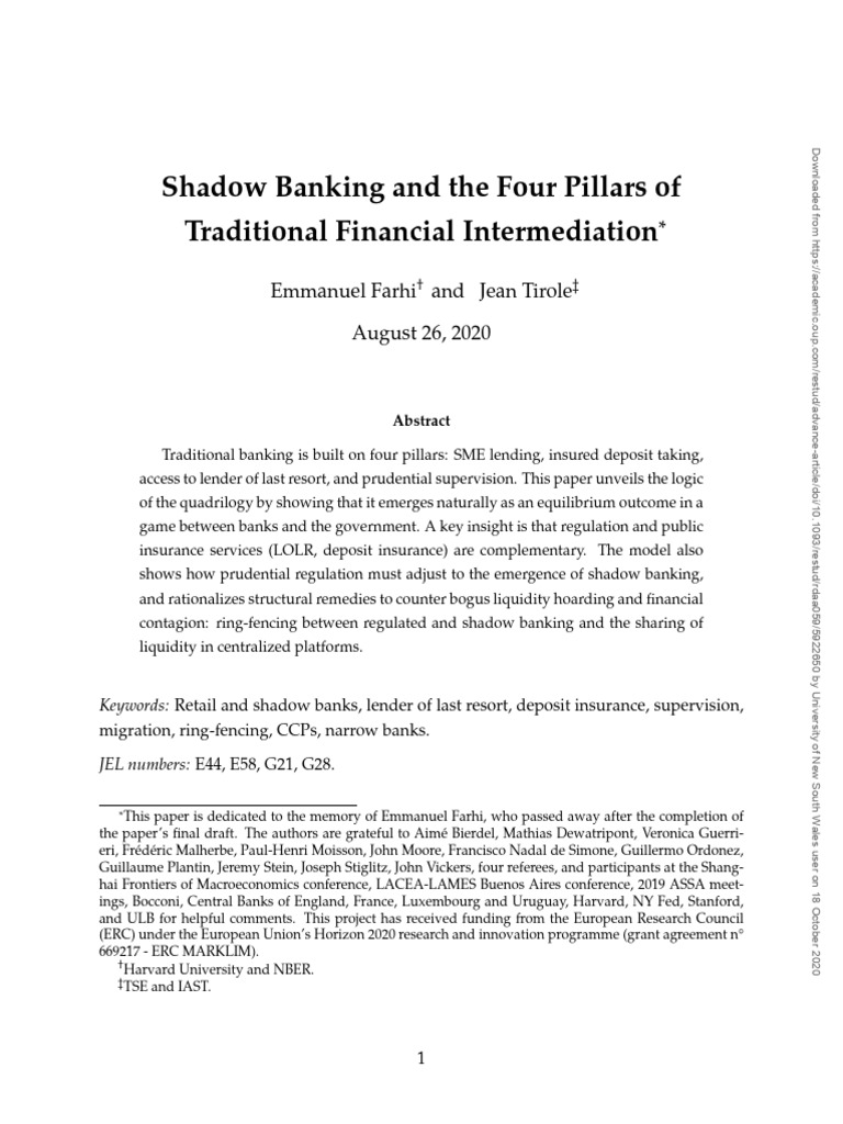 Shadow Banking and Financial Regulation Insights | PDF | Banks | Lender ...