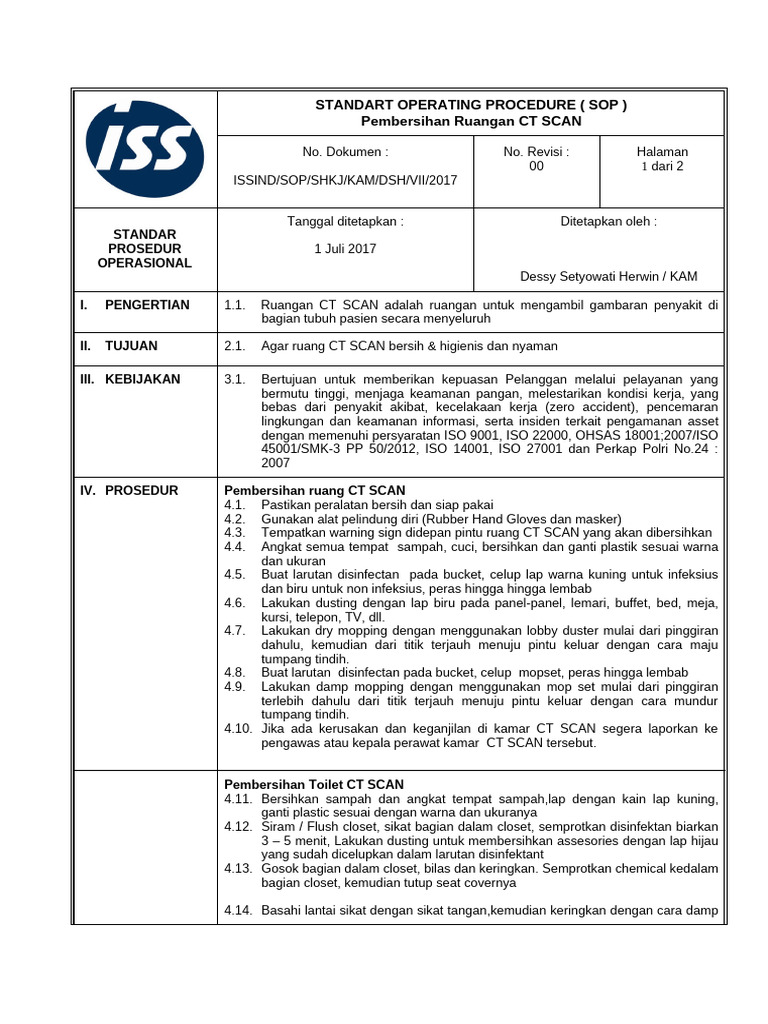 Sop SHG - CT Scan | PDF