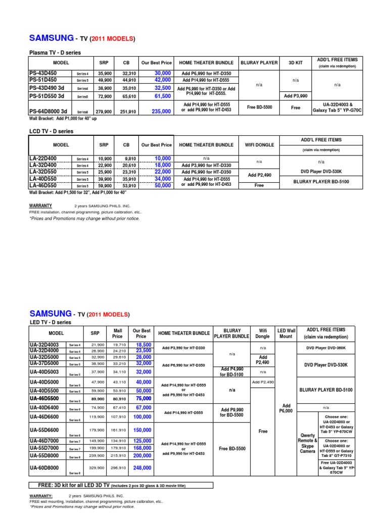 Samsung: 2011 MODELS | PDF