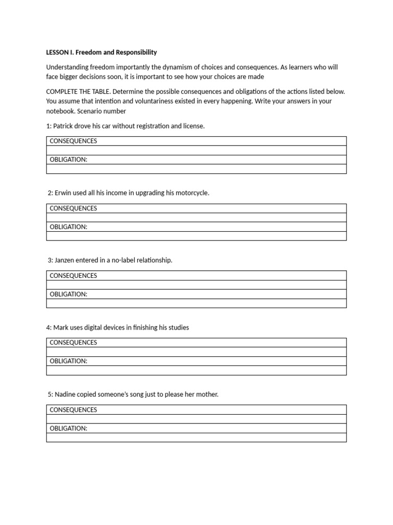 Freedom Responsibility ASSGN.1 | PDF