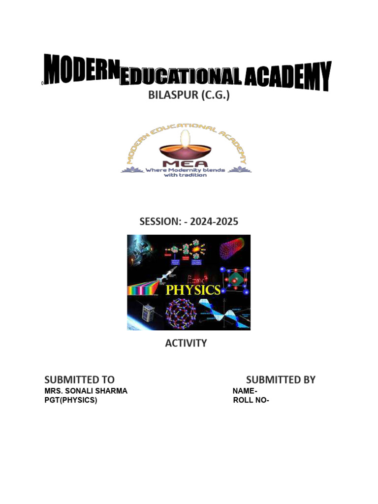 Physics Activity Cover Page 2024-2025 | PDF