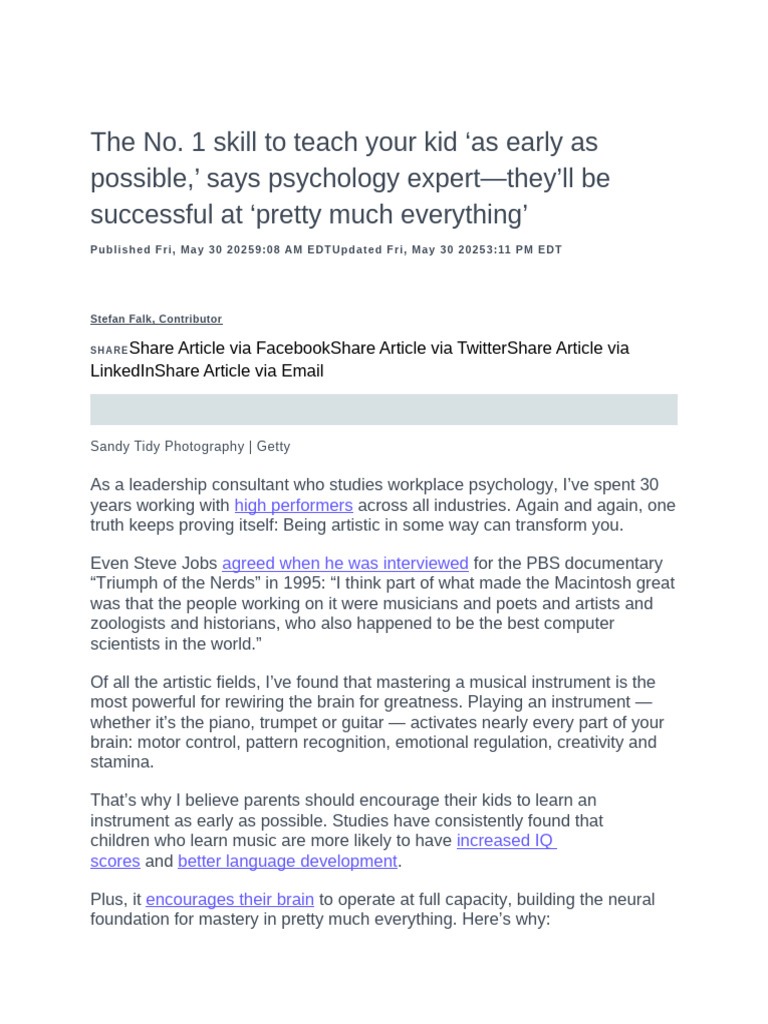 Teach Kids Music for Success | PDF | Psychology | Cognition