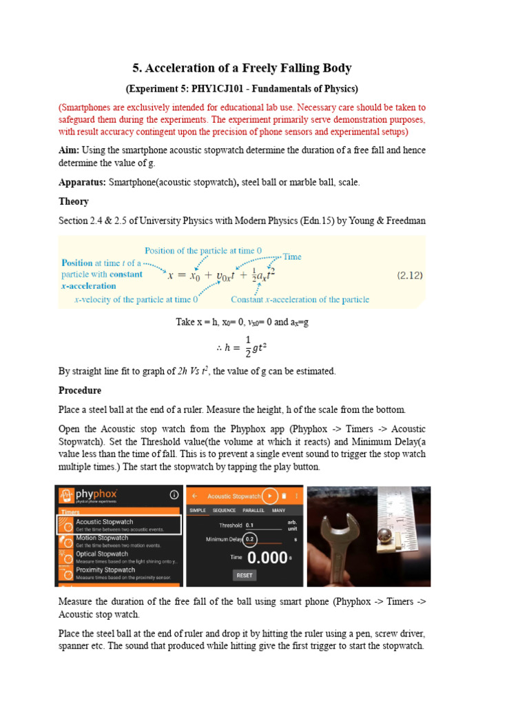 Measure Free Fall Acceleration with Smartphones | PDF | Smartphone ...