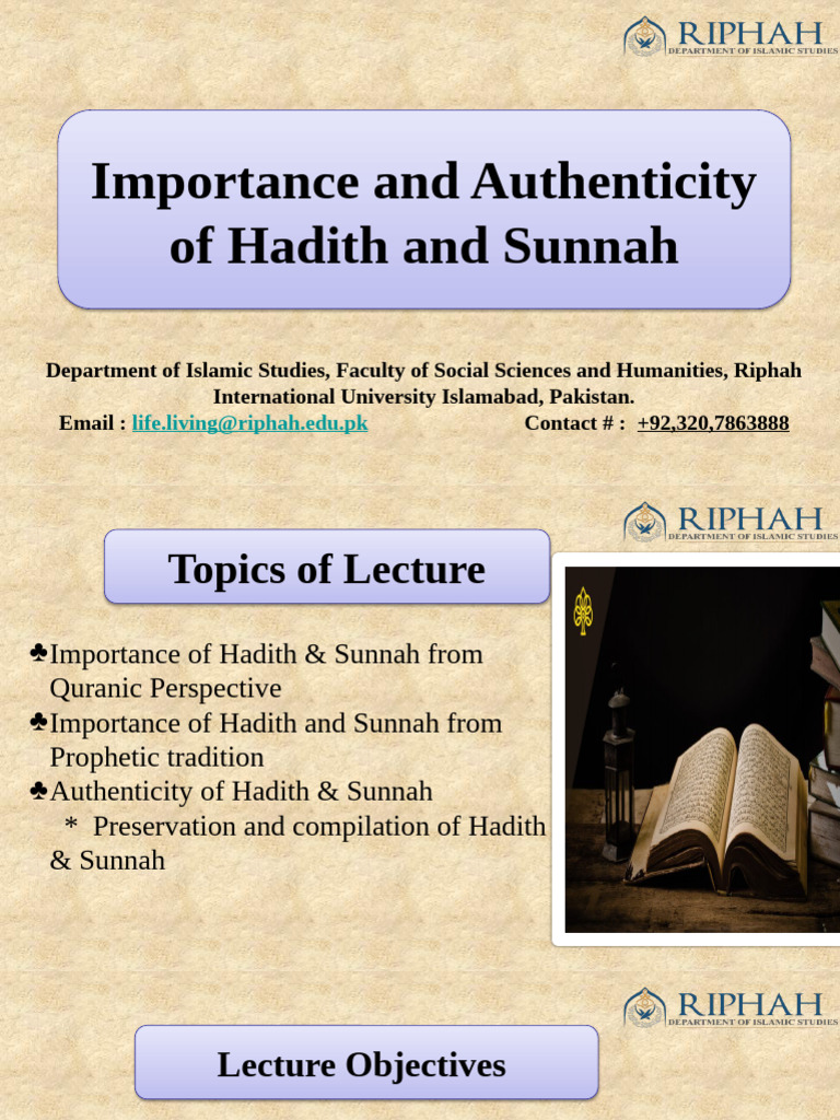 Week 2 - Importance and Authenticity of Hadith and Sunnah | PDF ...