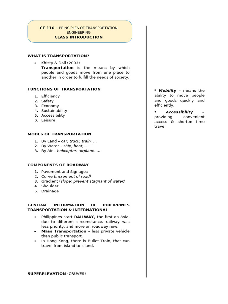 Lecture of Principles of Transportation Engineering | PDF | Transport ...