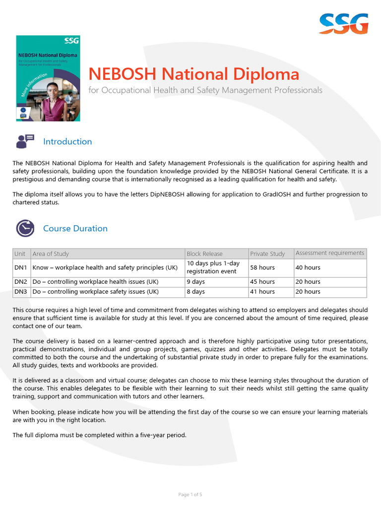NEBOSH National Diploma For Occupational H&S Management Professionals | PDF | Occupational ...