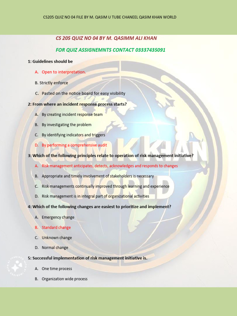 Cs205 Quiz No 4 Final Term 2024 (1) - 2 | PDF | Information Security | Password