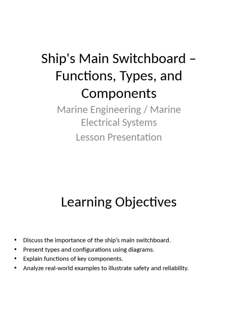 Ship Main Switchboard Presentation | PDF | Manufactured Goods | Power ...