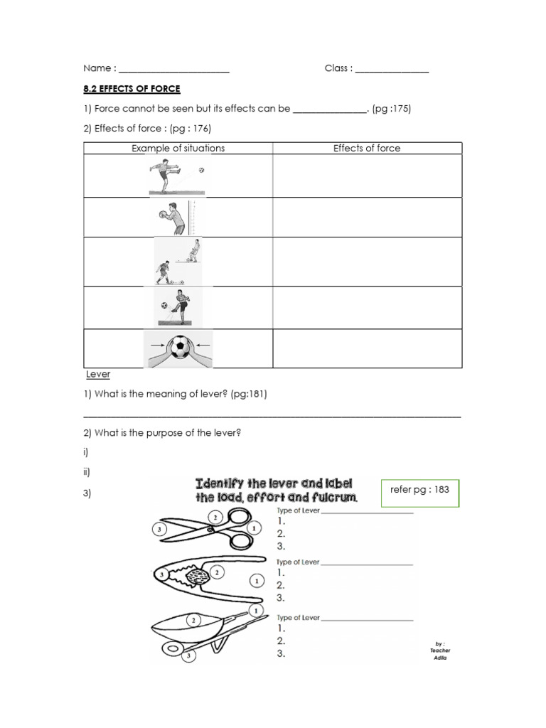 Effects of Force and Levers in Science | PDF | Lever | Force