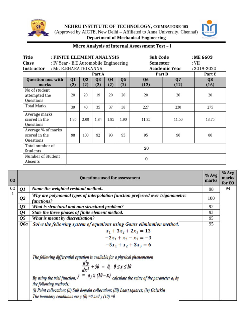 Finite Element Analysis Assessment Report | PDF | Finite Element Method ...