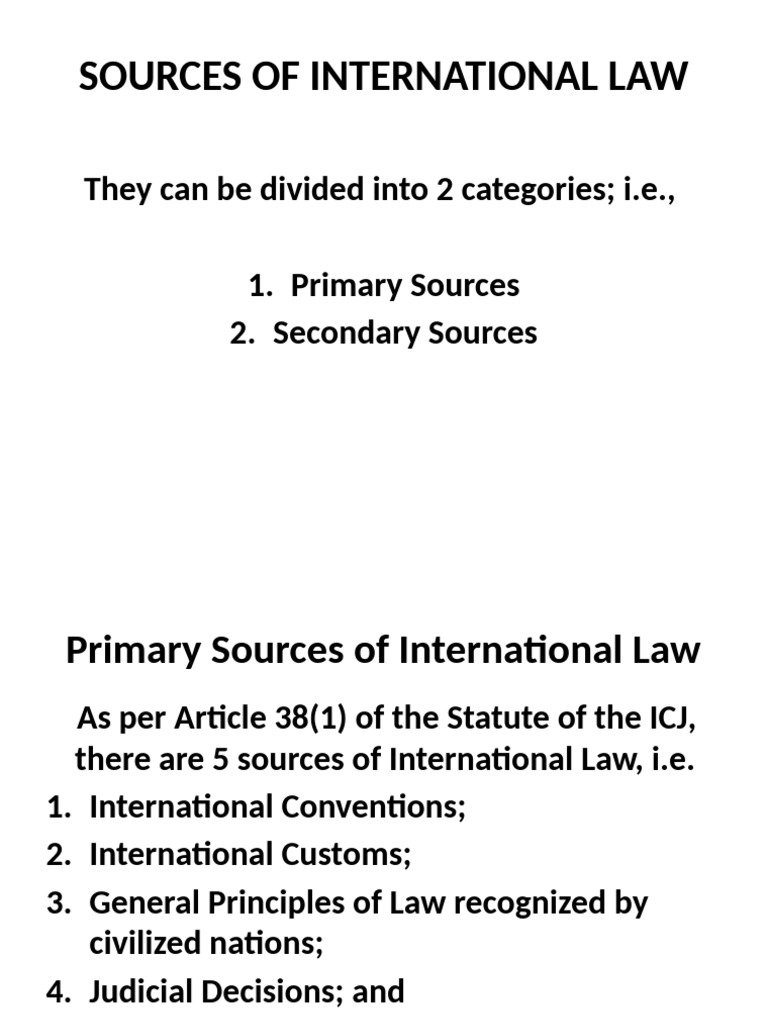 Key Sources of International Law | PDF | International Law | Treaty
