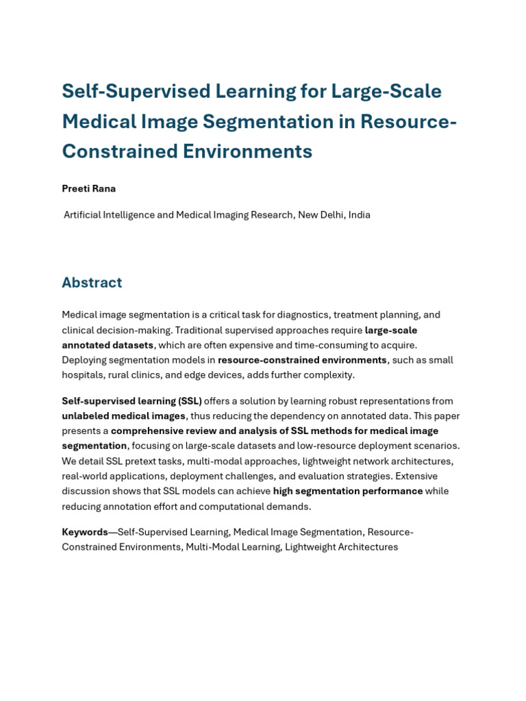 Self-Supervised Learning for Medical Segmentation | PDF | Medical ...