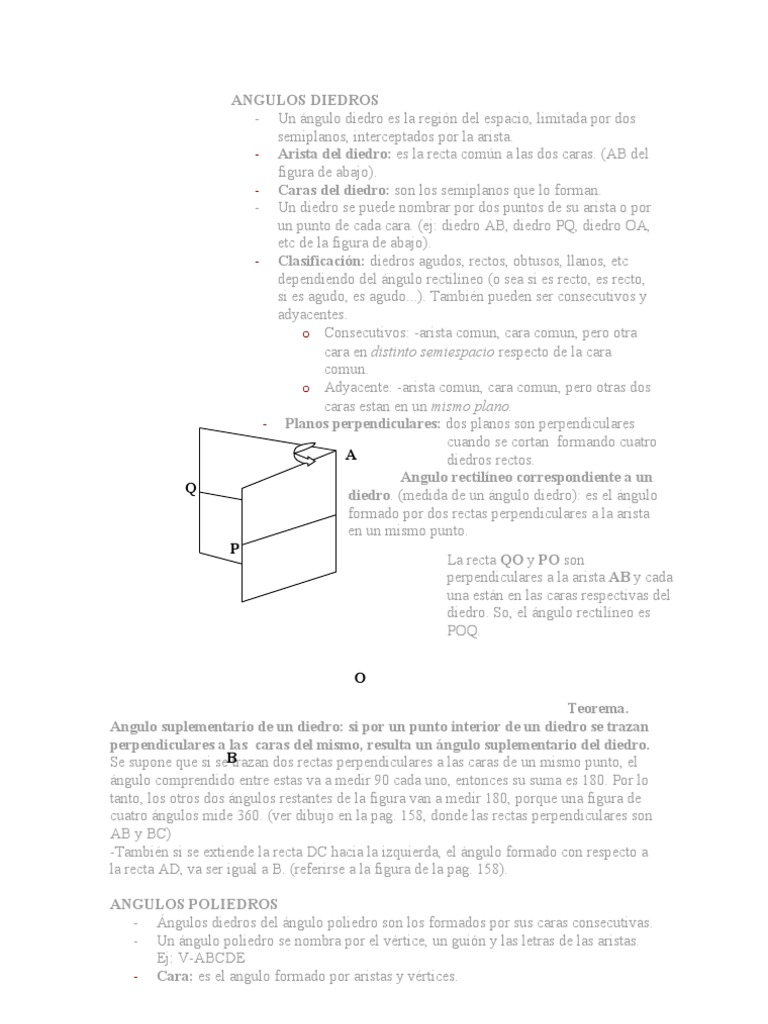Clasificación de Ángulos Diedros | PDF | Ángulo | Perpendicular