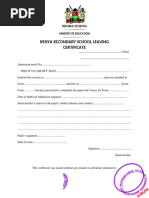 Editable Kenya Primary School Leaving Certificate | PDF