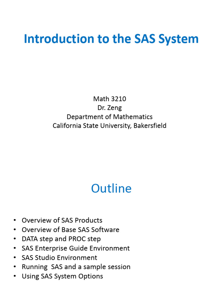 1 - Introduction To The SAS System | PDF | Sas (Software) | Software Engineering