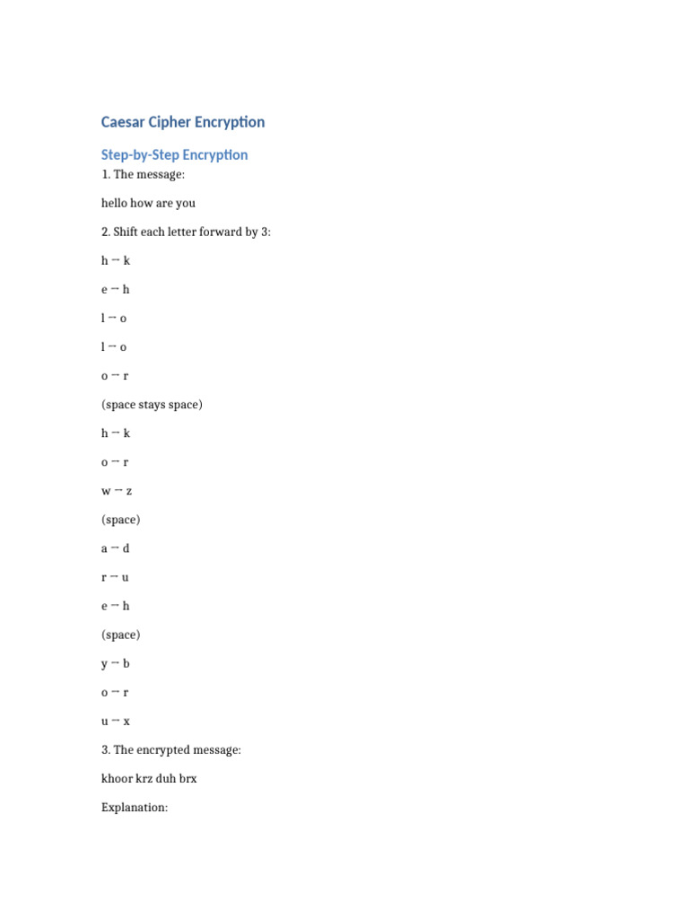 Caesar Cipher Encryption | PDF