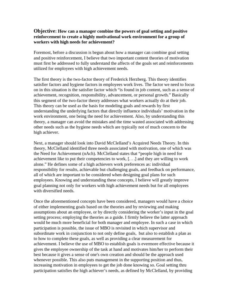 Goal Setting and Positive Reinforcement | PDF | Motivational | Motivation