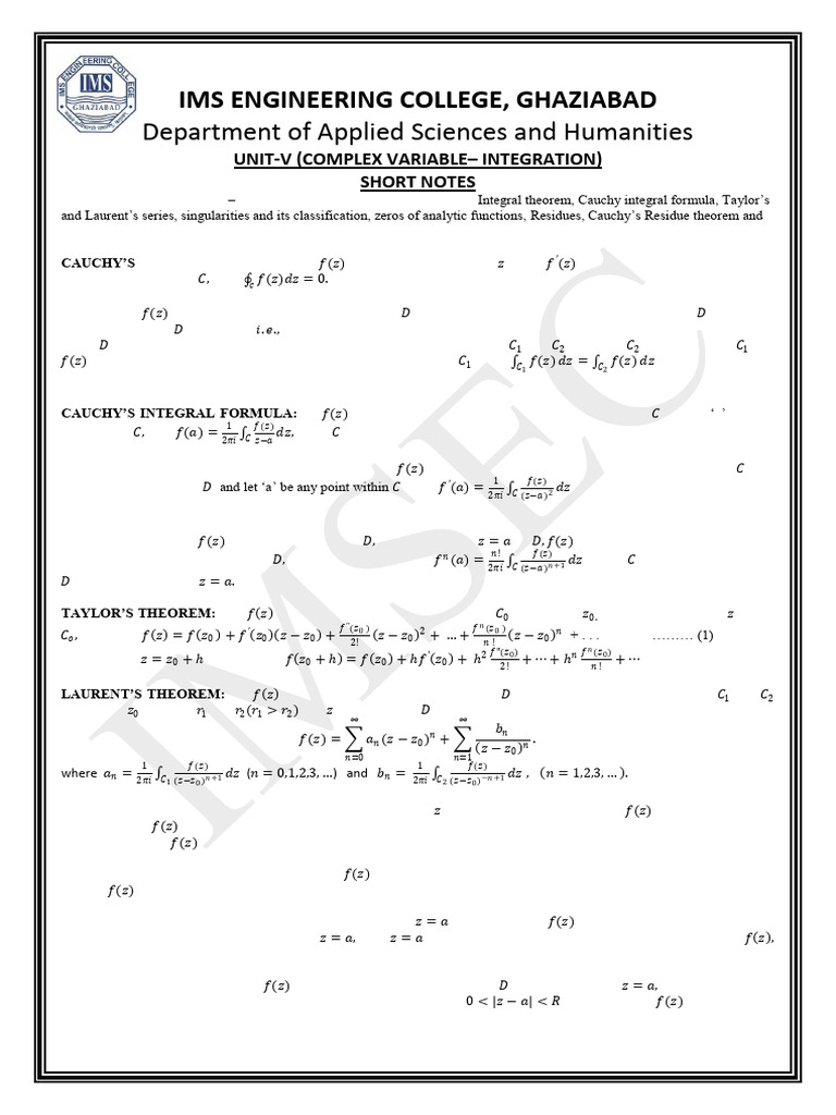 Complex Variable Integration Notes | PDF | Analysis | Mathematical Objects