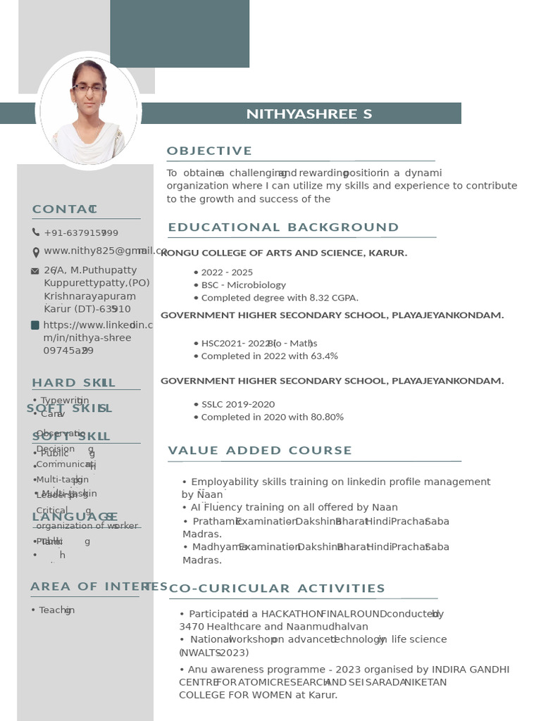 Nithyashree Resume - 20250803 - 182852 - 0000 | PDF