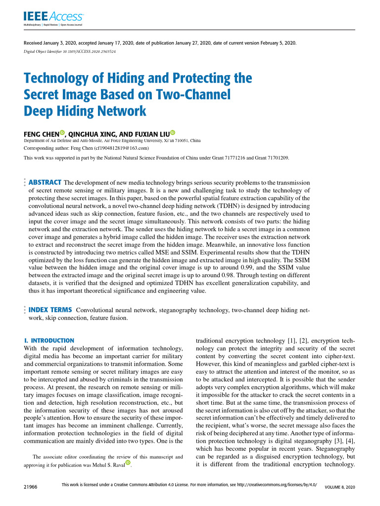 Technology of Hiding and Protecting The Secret Image Based On Two-Channel Deep Hiding Network ...