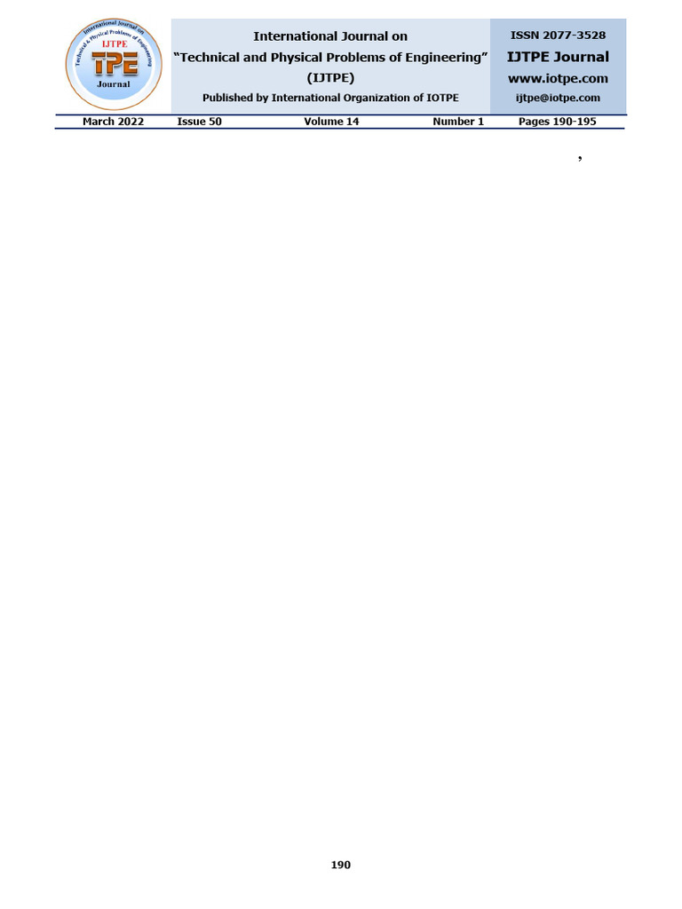 29 IJTPE Issue50 Vol14 No1 Mar2022 pp190 195 | PDF | Data | Simulation