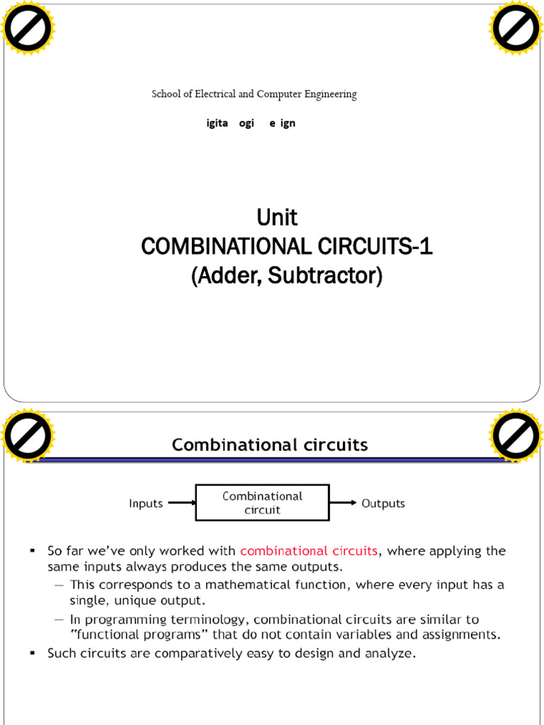 Unit 5 Combinational Circuit 1 | PDF | Digital Electronics | Computer Engineering