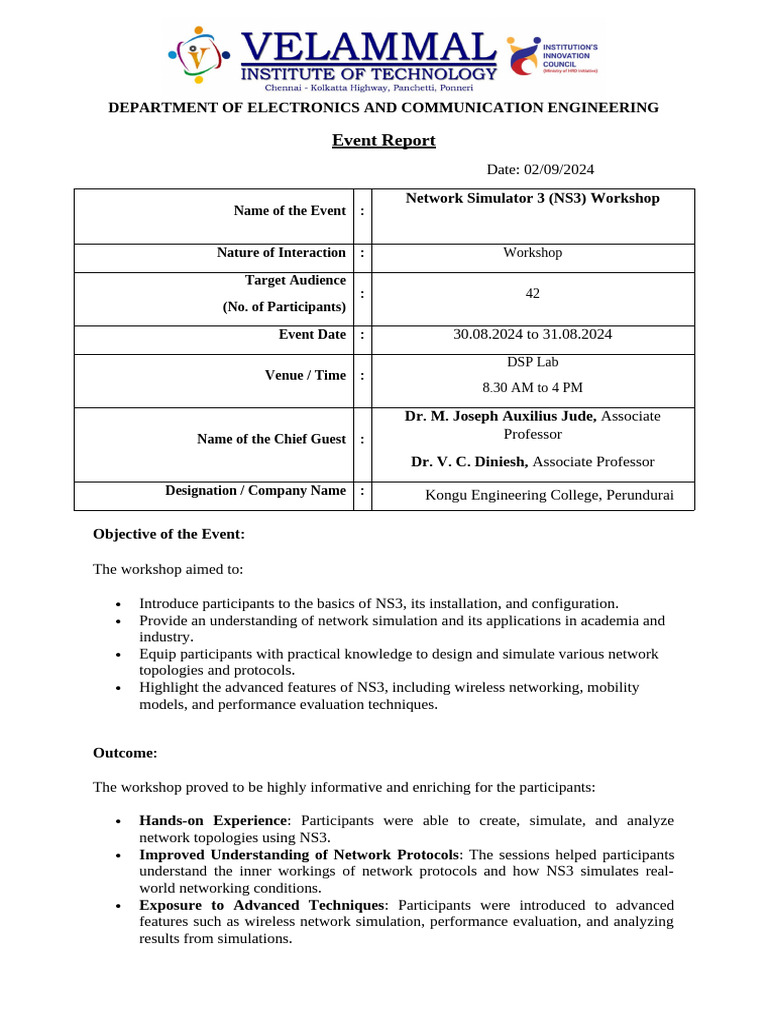 Event Report NS3 Workshop | PDF | Computer Network | Simulation