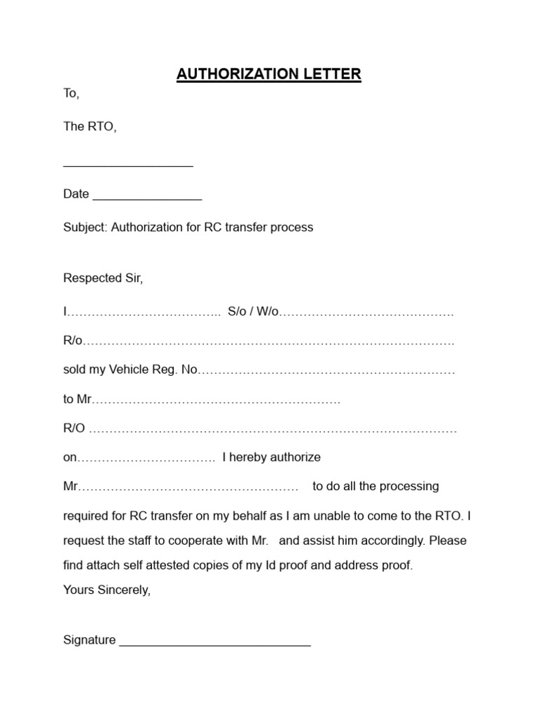 Vehicle Ownership Transfer Authorization | PDF