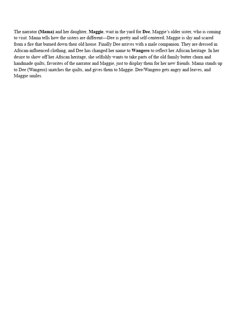 Everyday Use (Summary) | PDF