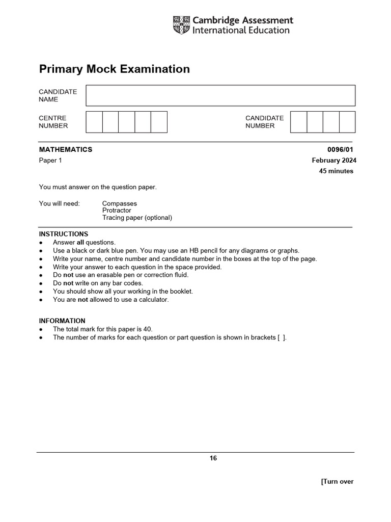 February 2024 Mathematics Mock Exam | PDF | Area | Mathematics