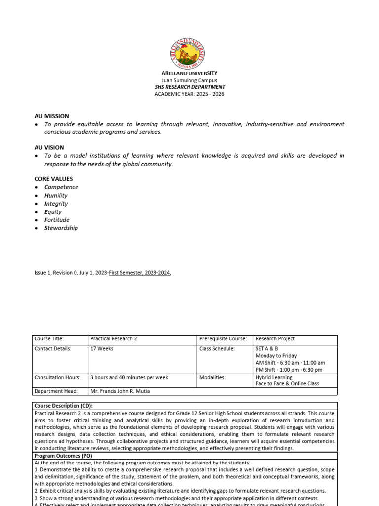 Practical Research 2 Course Overview | PDF | Critical Thinking ...