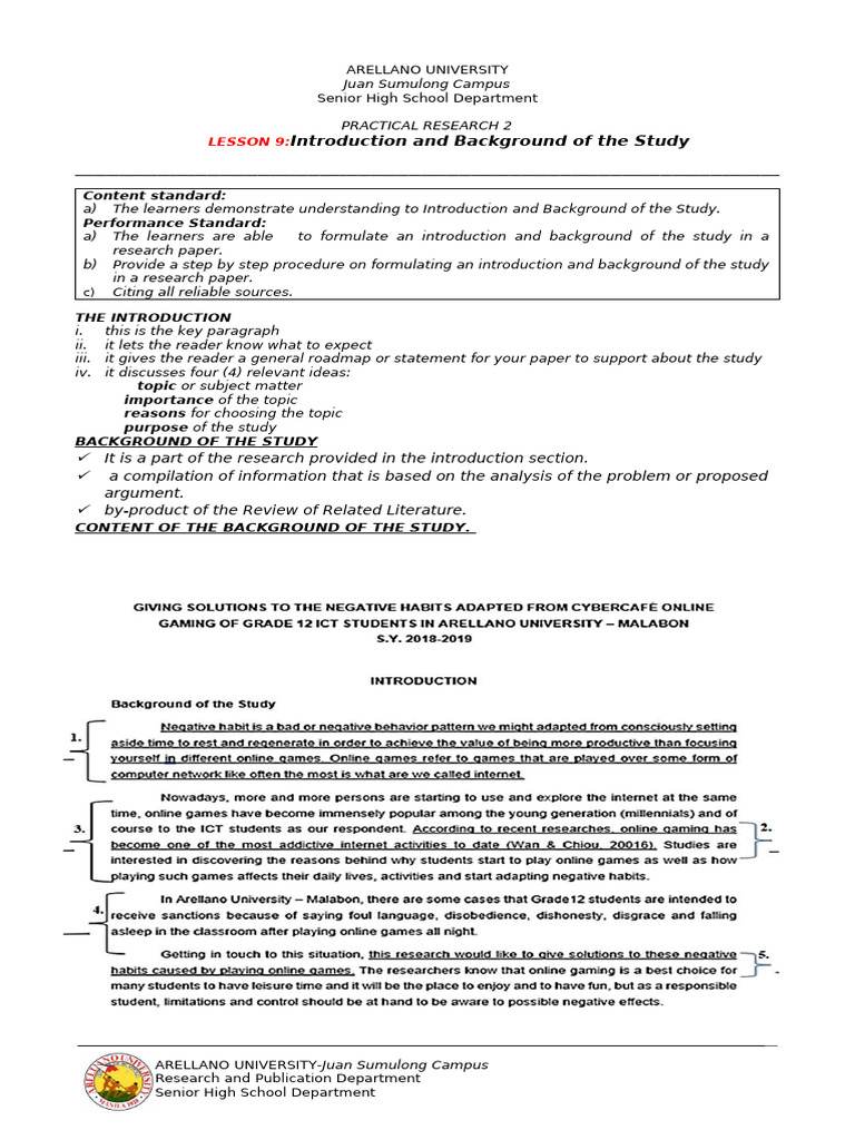 HANDOUT 10 Introduction and Background of The Study | PDF